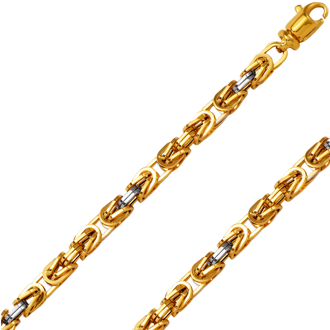 14k Gold Hollow Byzantine 5 75mm 6 50mm Chain Italian Fashions